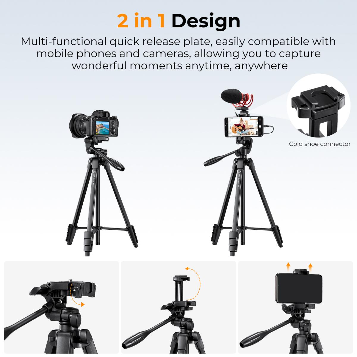 Adjustable Shooting Tripod 59.4''/1.5 360° B174A1 - KENTFAITH