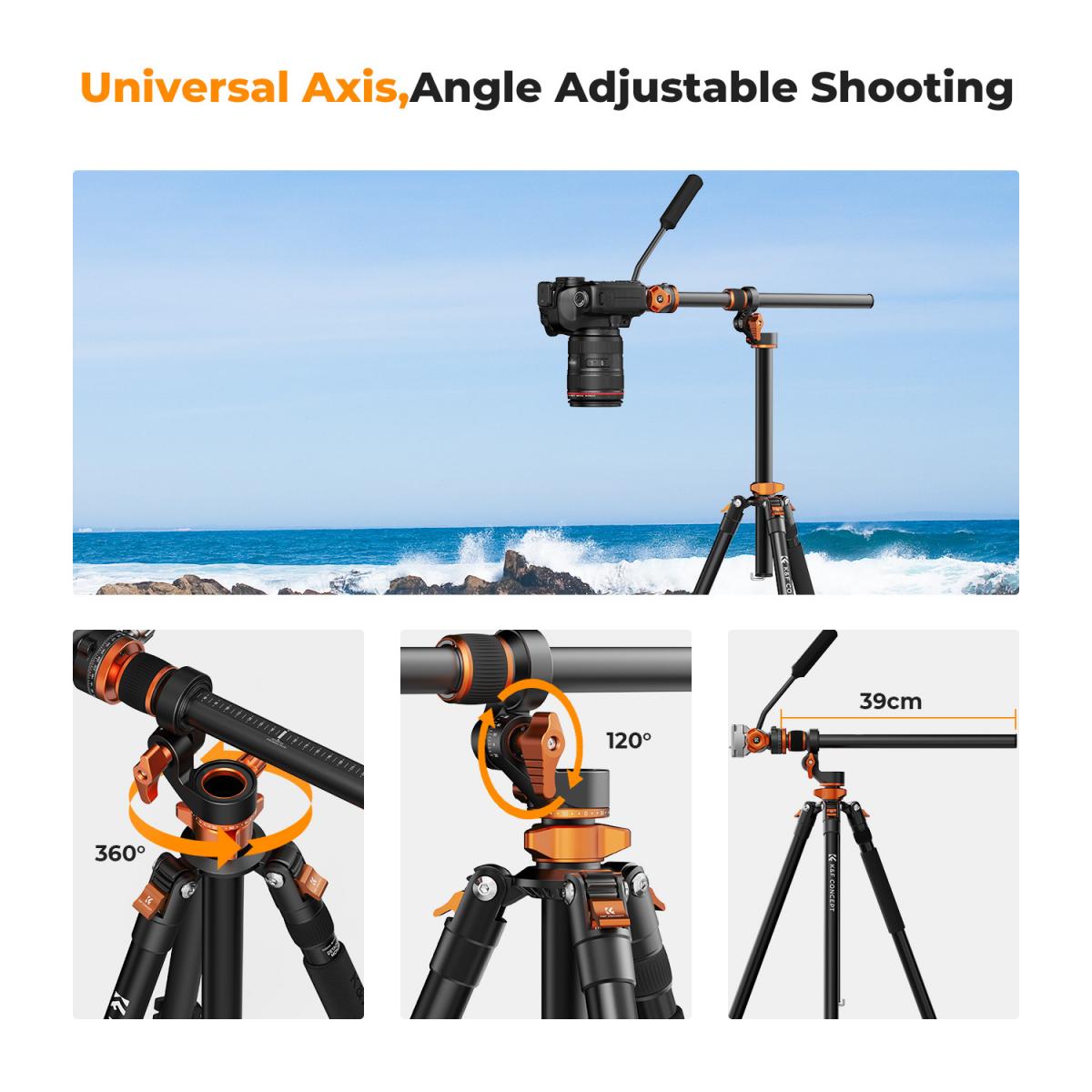 Fluid Head Tripod Video 91 Inch/2.3M 360 | Kentfaith - K&F Concept