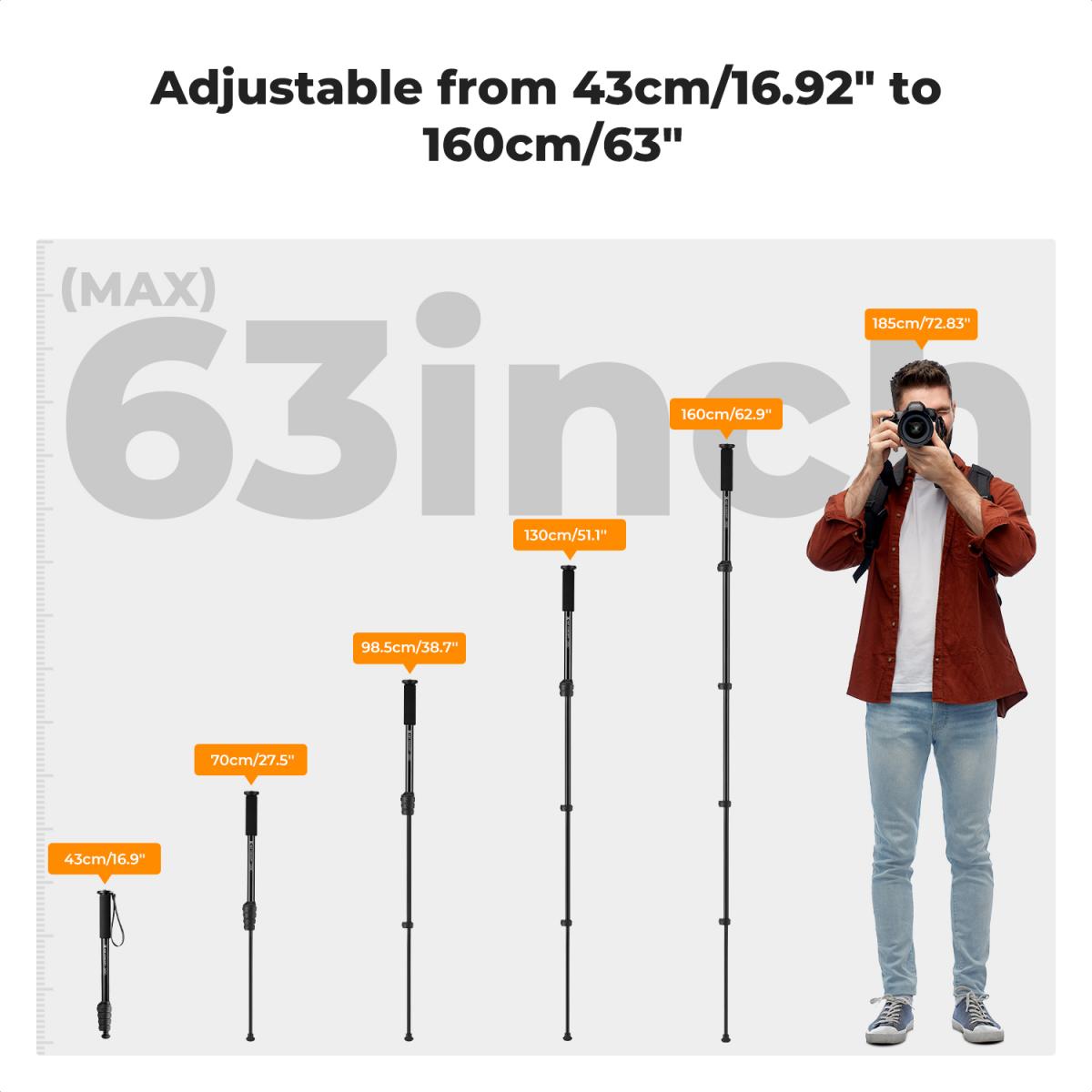 5-Section Camera Monopod 63'' K&F Concept - KENTFAITH