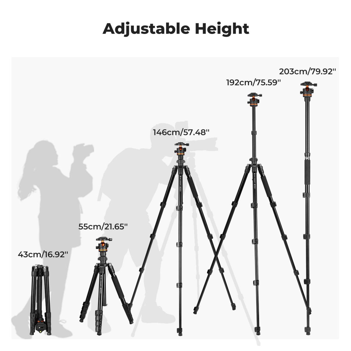 K&F Concept 75.6 inch/192cm Camera Tripod - KENTFAITH