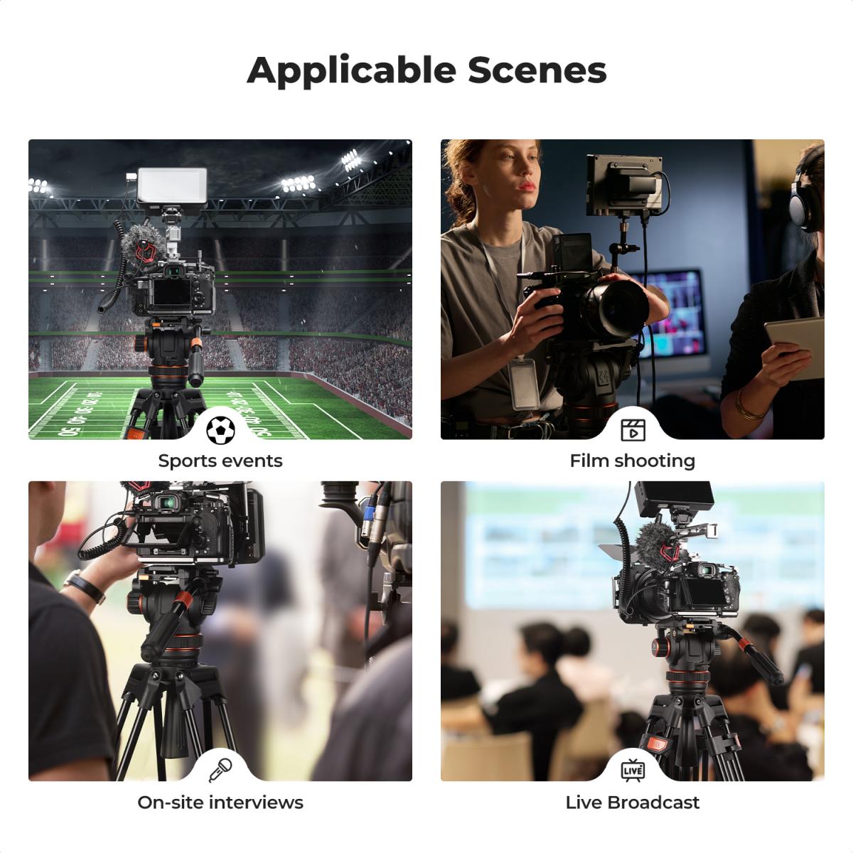 Professional Video Camera Tripod Fluid Head 22Lbs/10Kg K&F Concept ...