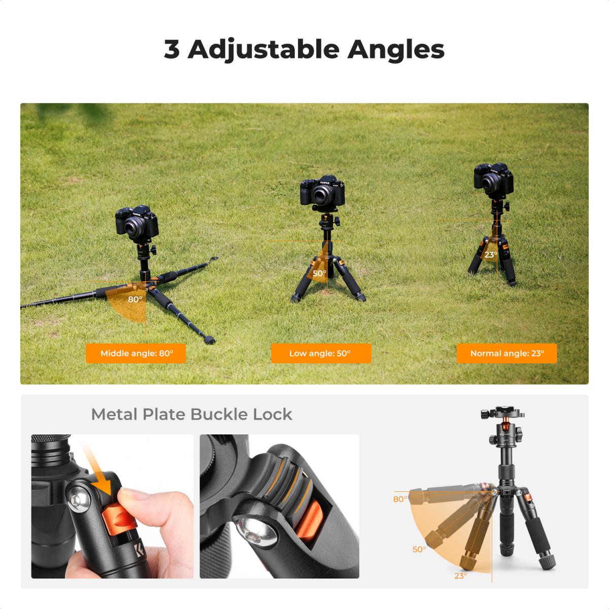Camcorder Mini Tripod 20.5''/ 52Cm 360° 1/4'' 6Kg K&F Concept - KENTFAITH