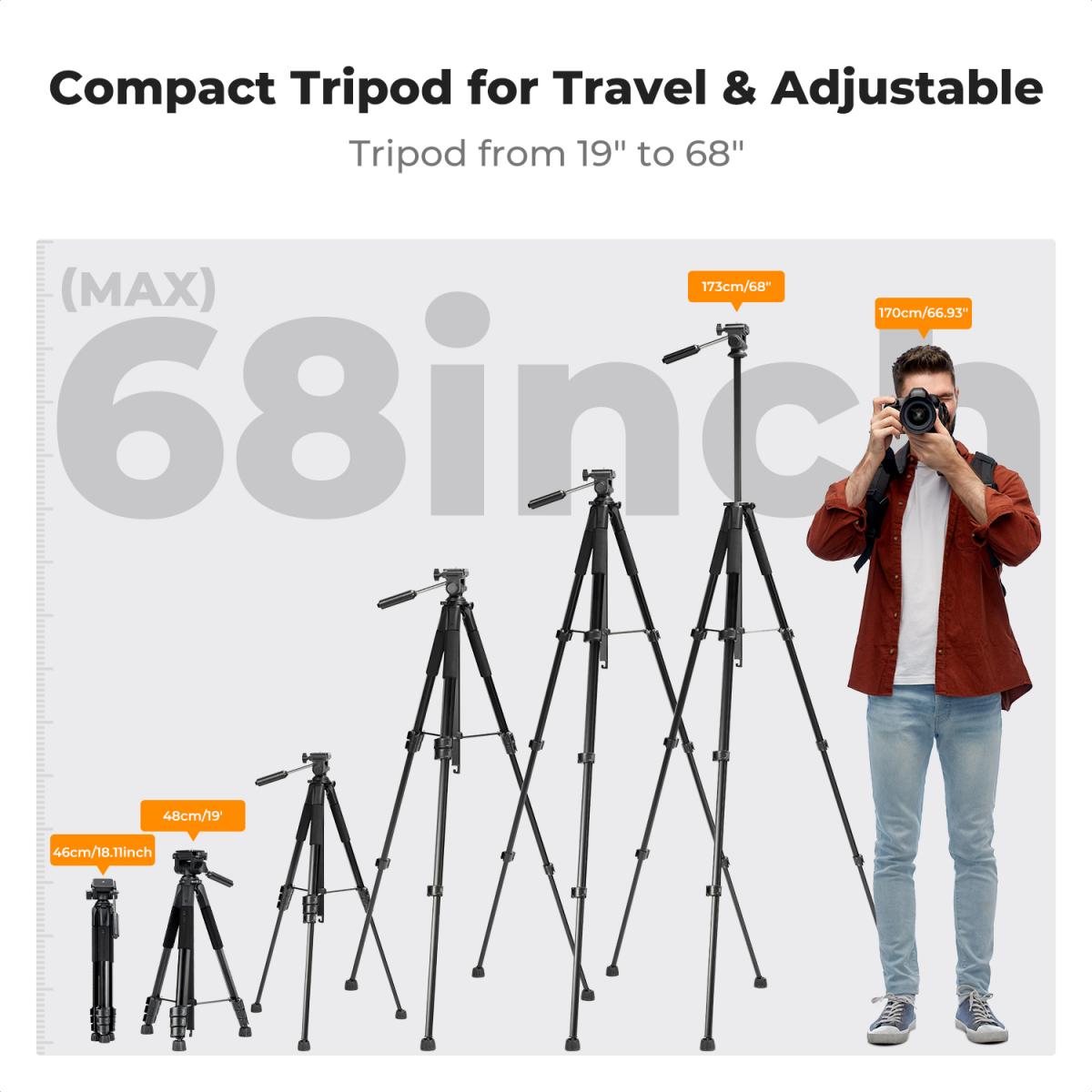 68" Lightweight Portable Travel Outdoor DSLR Tripods for Camera Phone ...