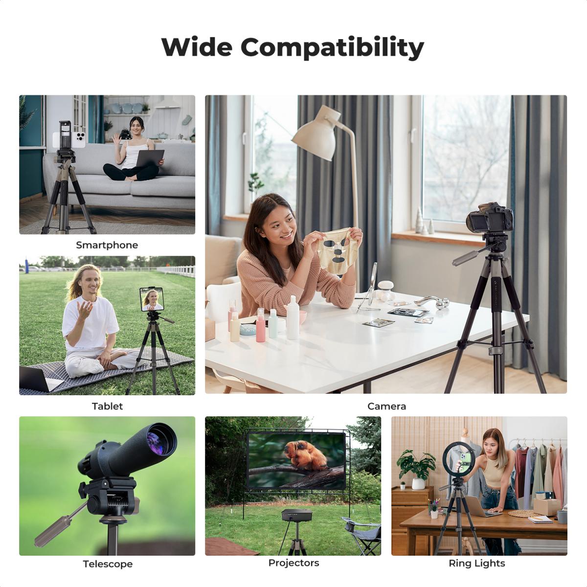 K&F Concept Camera Tripod, 75" Lightweight Portable Travel Outdoor DSLR ...