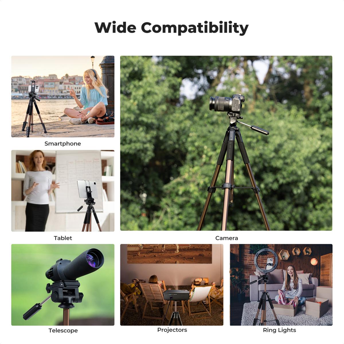 K&F Concept Camera Tripod, 75" Lightweight Portable Travel Outdoor DSLR ...