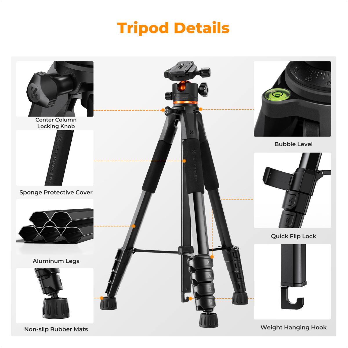 75" Lightweight Travel Outdoor DSLR Camera Tripods with Load Capacity ...