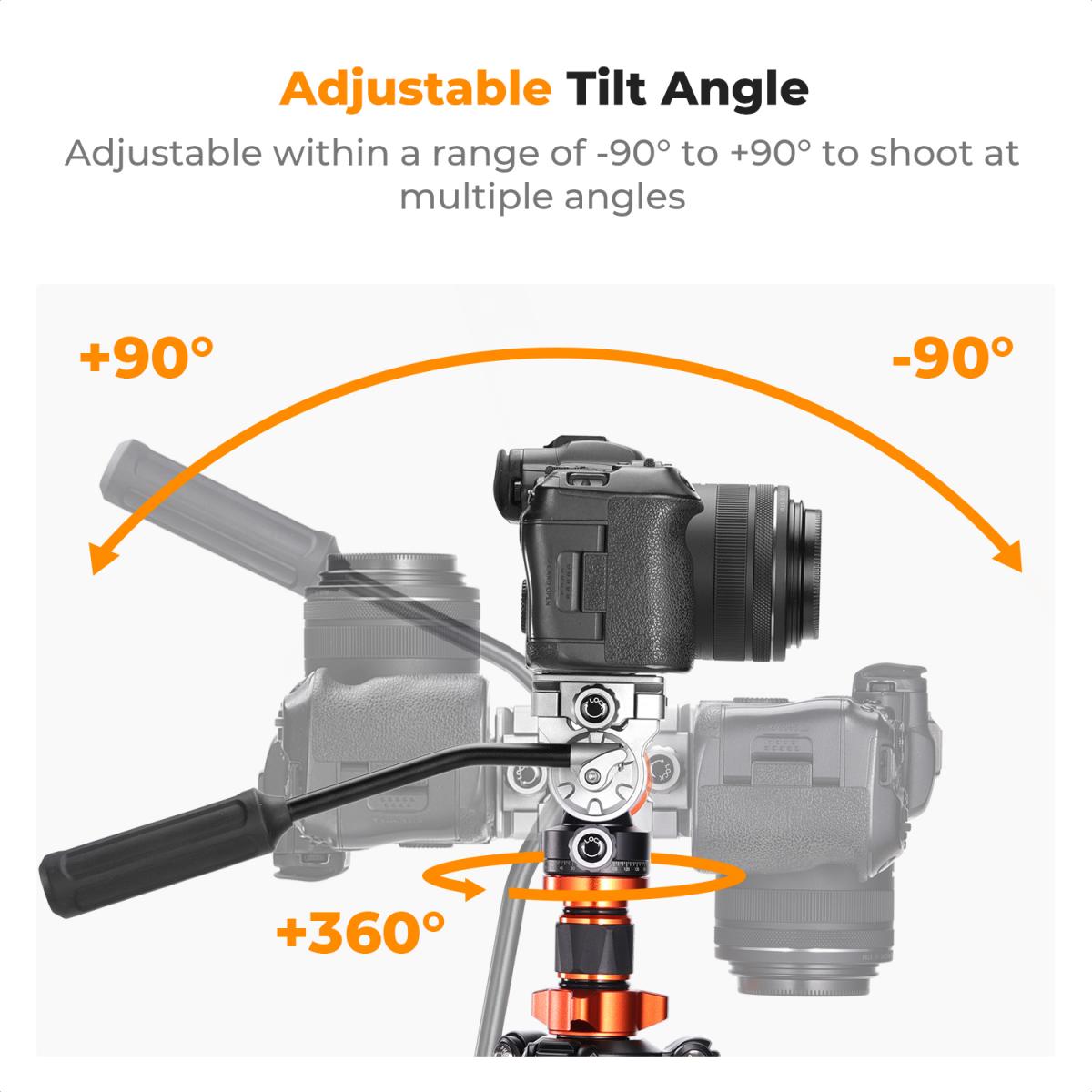 67"/1.7m Carbon Fiber Lightweight Camera Tripod with Hydraulic Video ...