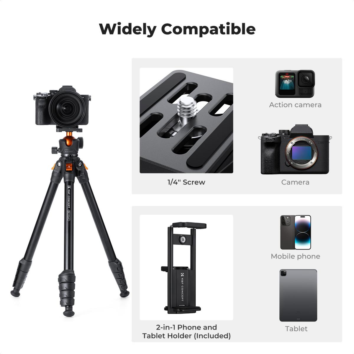 Lightweight Compact Camera Tripod Omni O235A1+BH-40 | K&F Concept ...