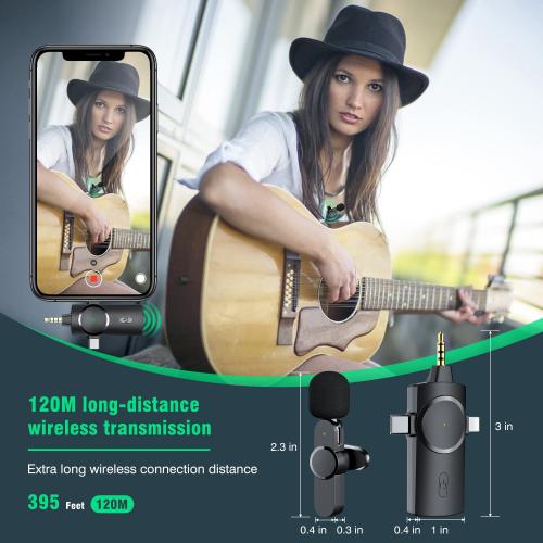 AP031 ไมโครโฟนไร้สายแบบหนีบเสื้อ 3-in-1 Plug-Play ลดเสียงรบกวน ซิงค์ ...