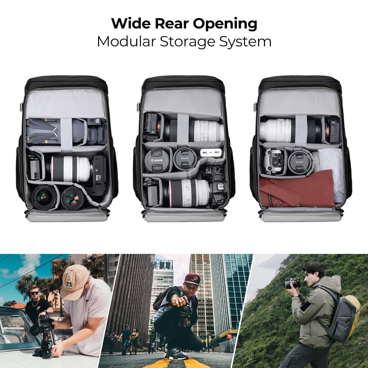 Alpha Camera Backpack Air (Black, 25L) - K&F Concept