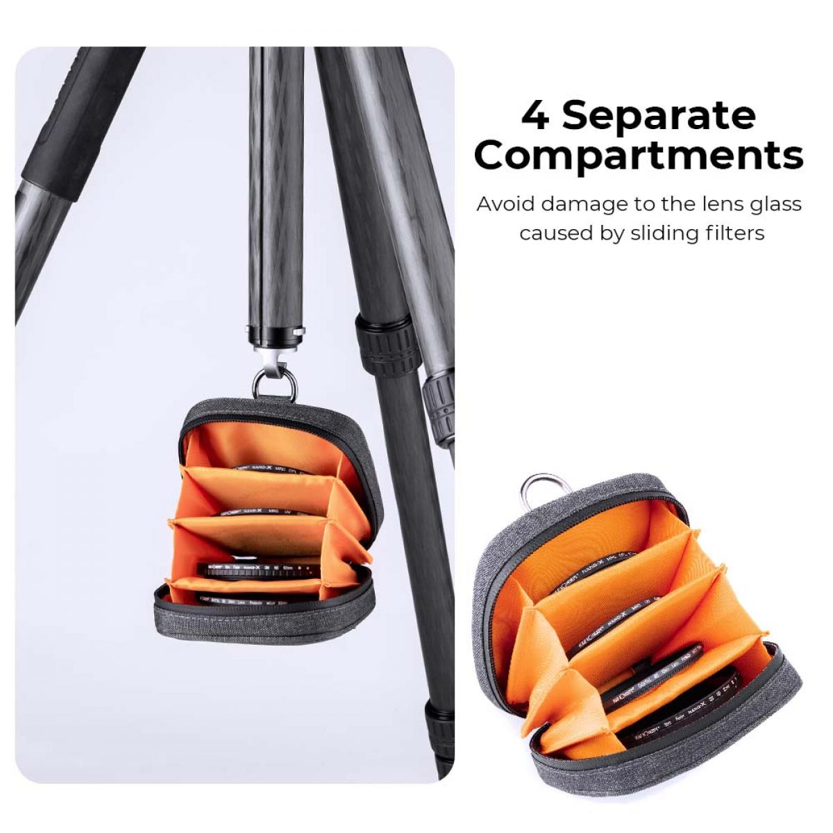 Camera Lens Filter Pouch Case, 4-Pocket Filter Carry Case, Belt Bag ...