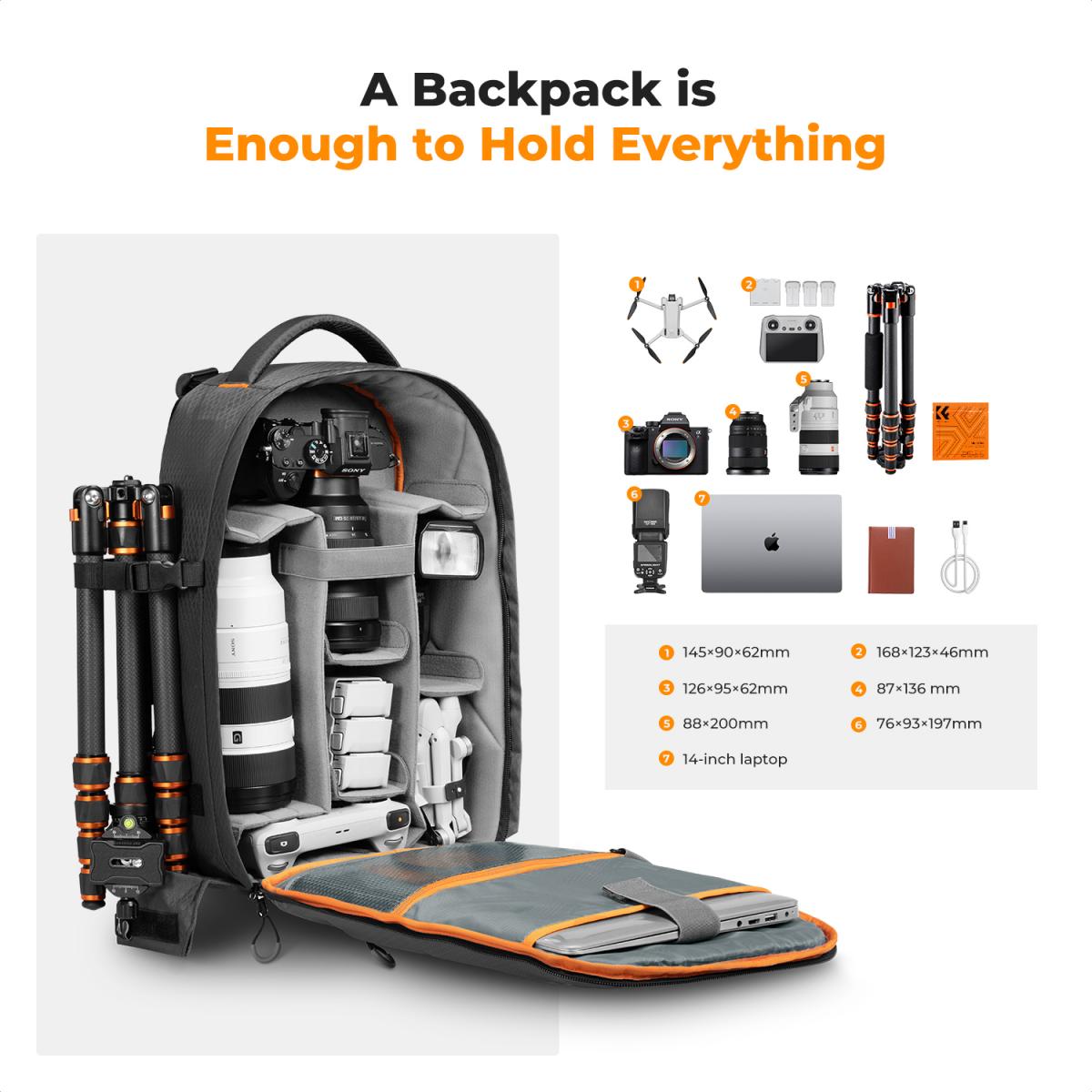 K&F Concept Camera Backpack for Photographers Large Waterproof ...