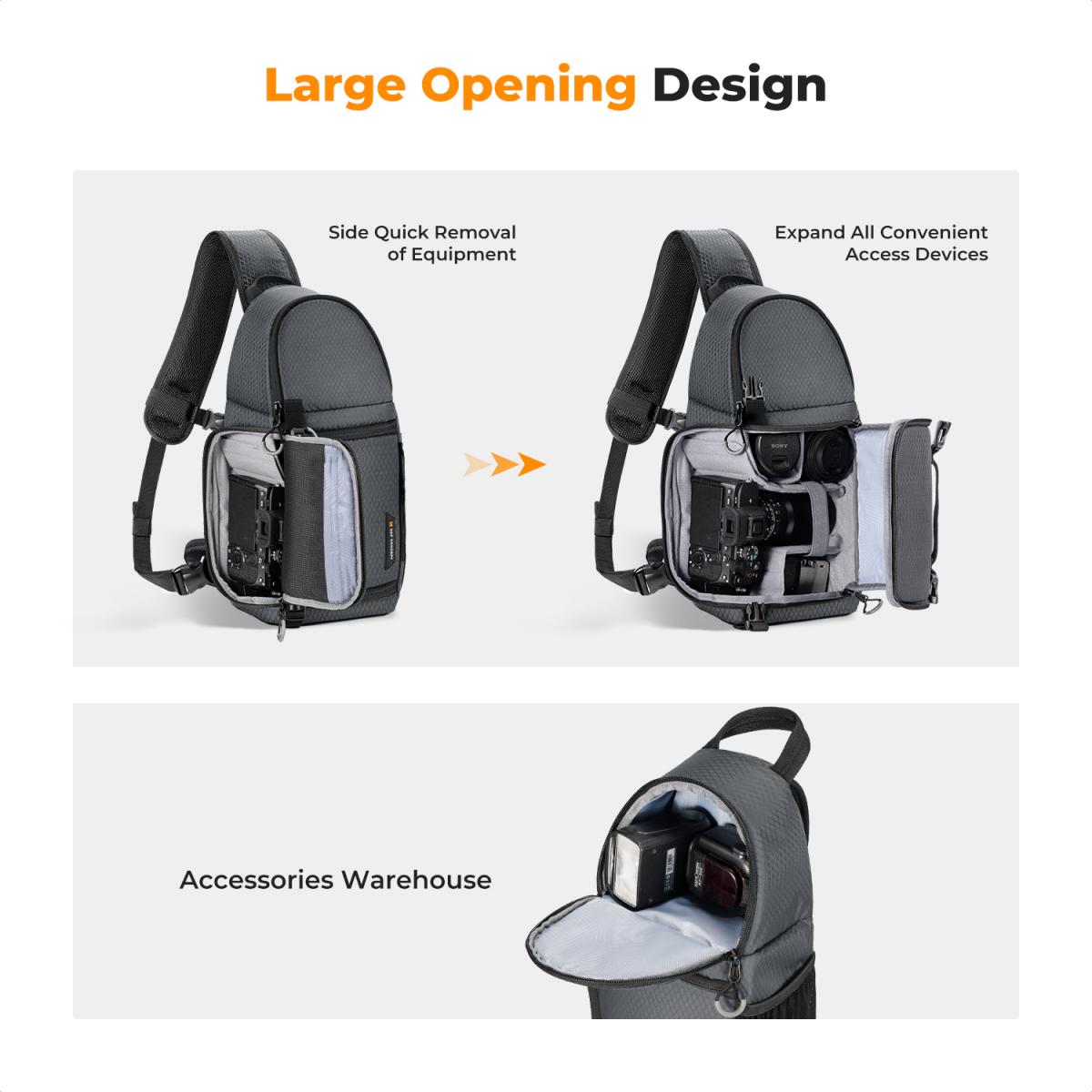 Camera Sling Bag Crossbody Bag Waterproof Camera Shoulder Backpack DSLR/SLR Camera Case ...