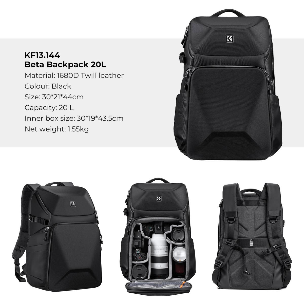 Camera Compartment Bag 20L 15.6" 25L 02(Black） | K&F Concept - K&F Concept