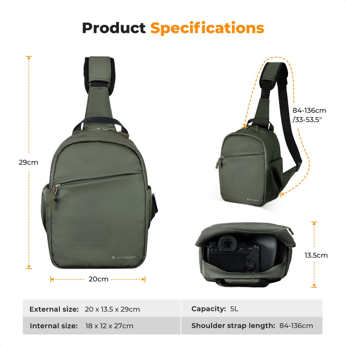 Camera Carry Bags 5L 08 (Green) K&F Concept - KENTFAITH