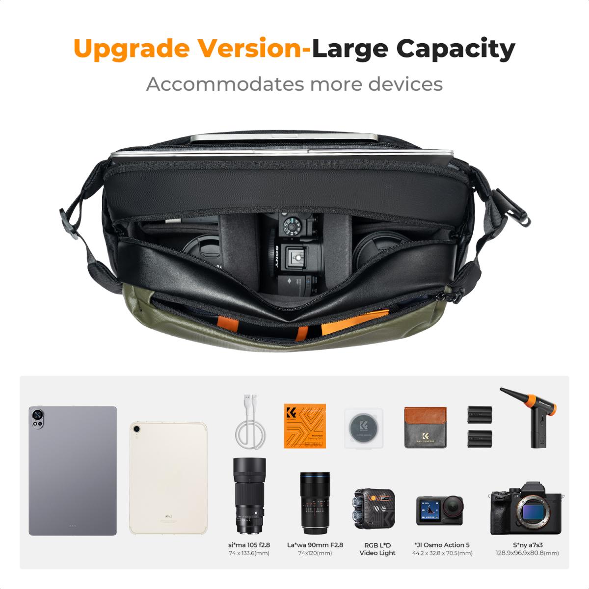 2 in 1 Sling Bag 12L Everyday Shoulder Bag & Multifunction Photography ...