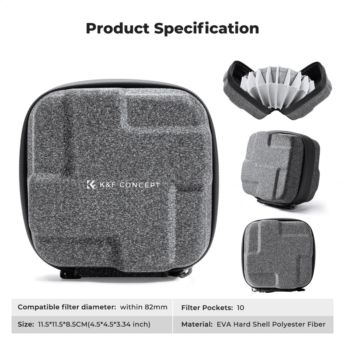 10 Pockets Hard Shell Lens Filter Bag Up to 82mm - KENTFAITH
