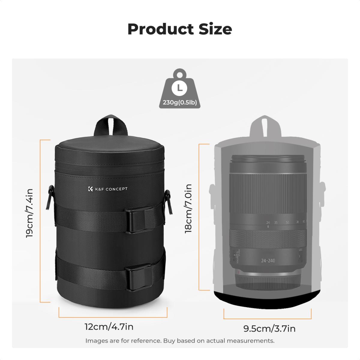 K&F Concept Camera Lens Pouch Case, Waterproof Zipper Lens Protective ...
