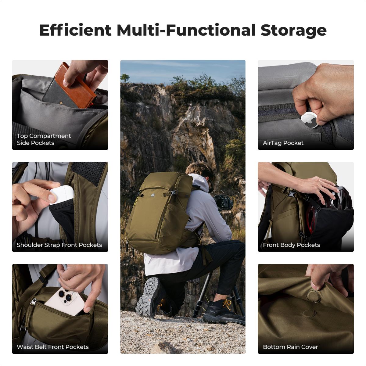 K&F Concept 30L Camera Backpack, Professional Waterproof DSLR Backpack ...