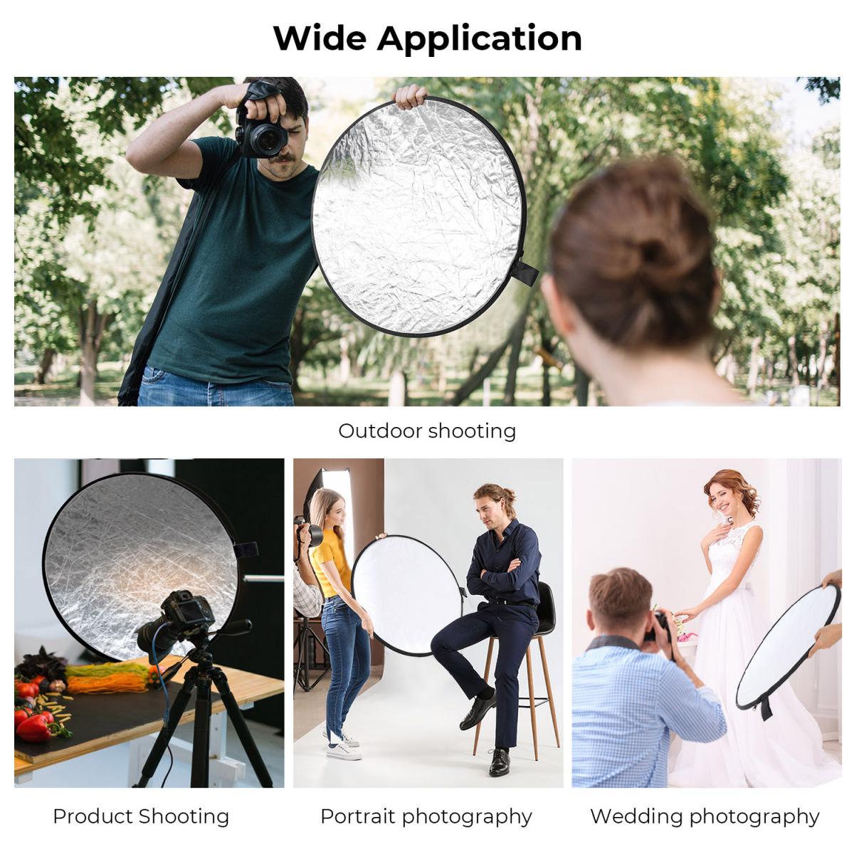 K&F Concept 5-in-1 Light Reflector 22" (56cm) Photography Diffuser ...