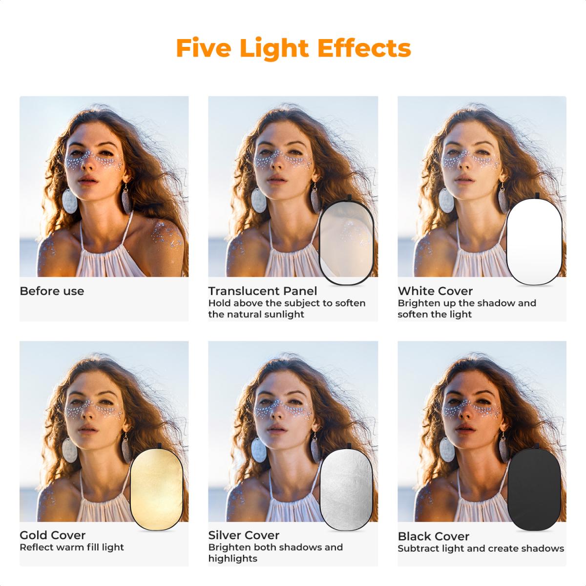 Silver White Reflector 5-In-1 40"X60" (100X150Cm) - KENTFAITH