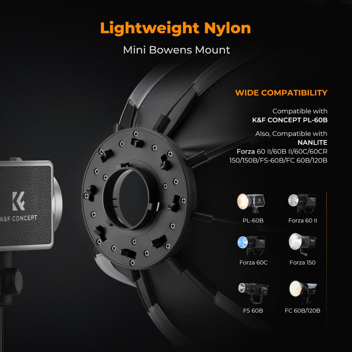 15.75" / 40cm Mini Octagonal Softbox for Mini Bowens Mount PL-60B COB ...