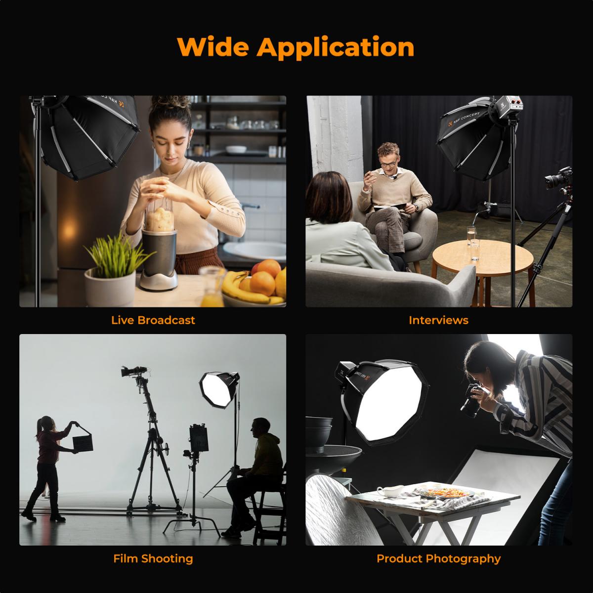 15.75" / 40cm Mini Octagonal Softbox for Mini Bowens Mount PL-60B COB ...