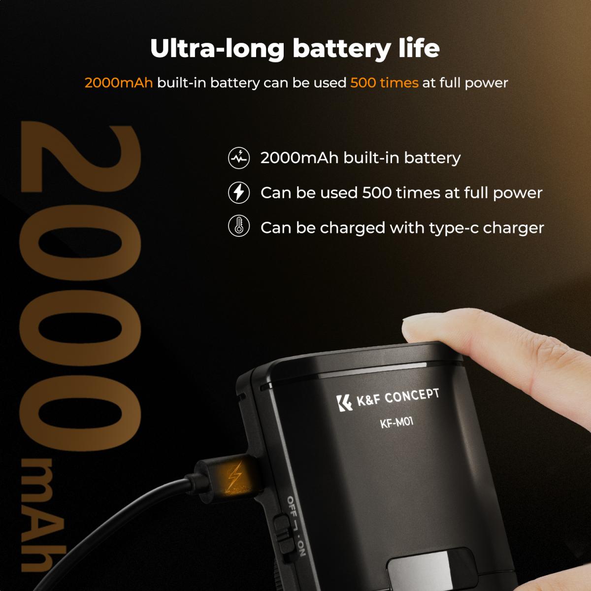 Mini On-Camera Flash GN12 5600K 2000mAh Built-in Battery - KENTFAITH