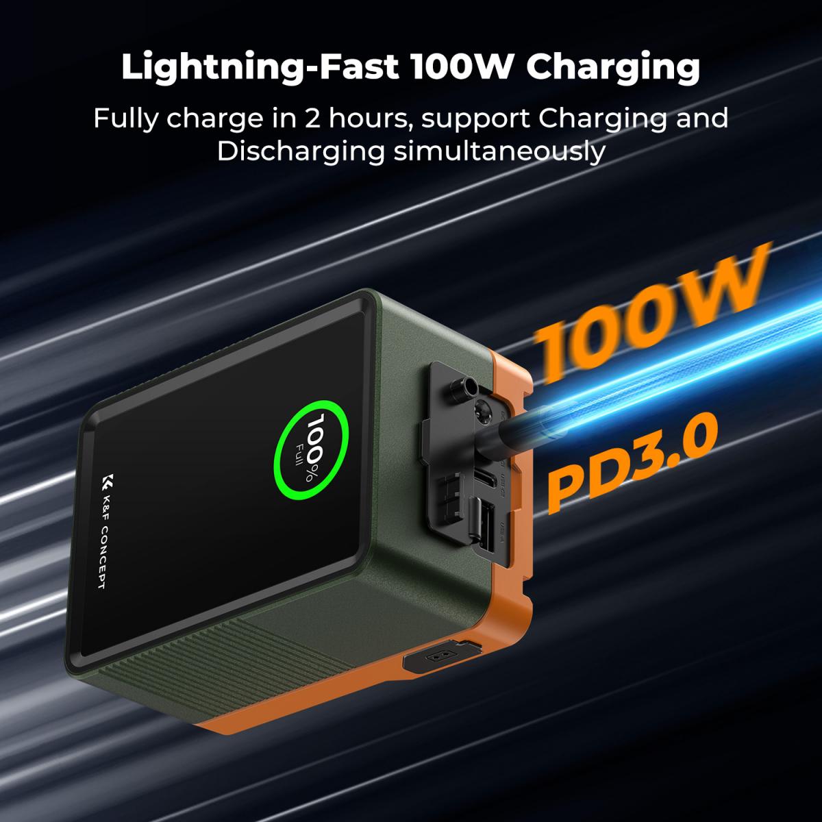 99wh V Mount Battery, (14.8V/6700mAh) PD100W | K&F Concept - KENTFAITH