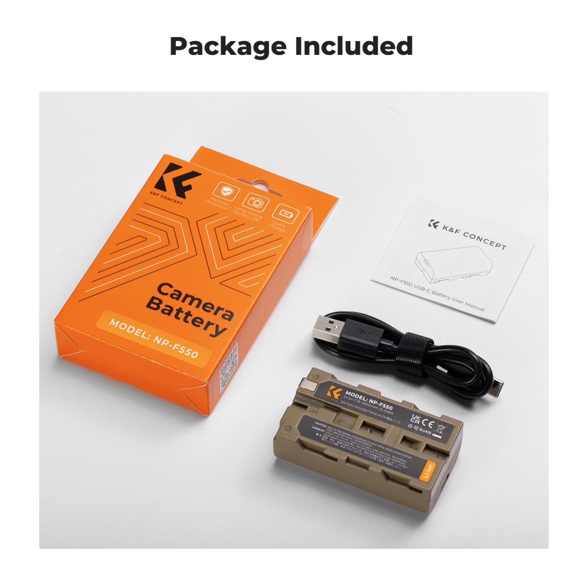 Sony NP-F550 battery with Type C Direct Rechargeable Battery K&F ...