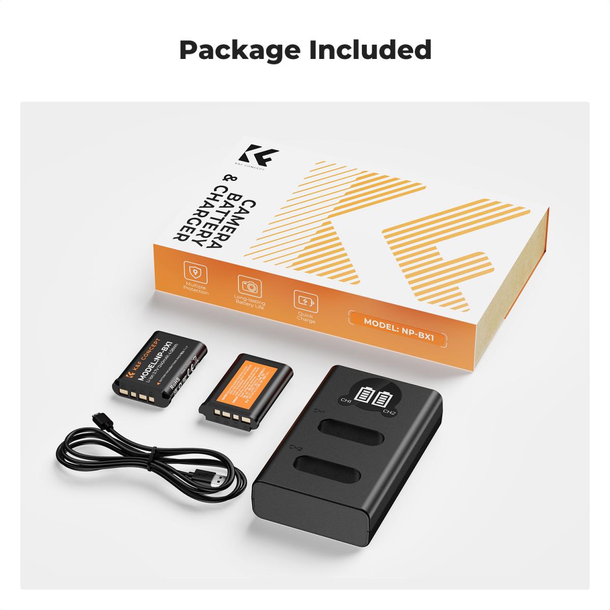 Sony Camcorder Battery Charger 2-Pack Np-Bx1 Zv-1, K&F Concept - KENTFAITH