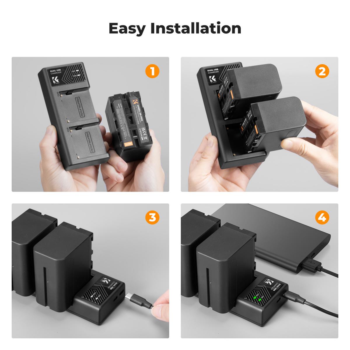 Sony Camera Lithium Battery Charger Np-F970 Np-F550 K&F Concept - KENTFAITH