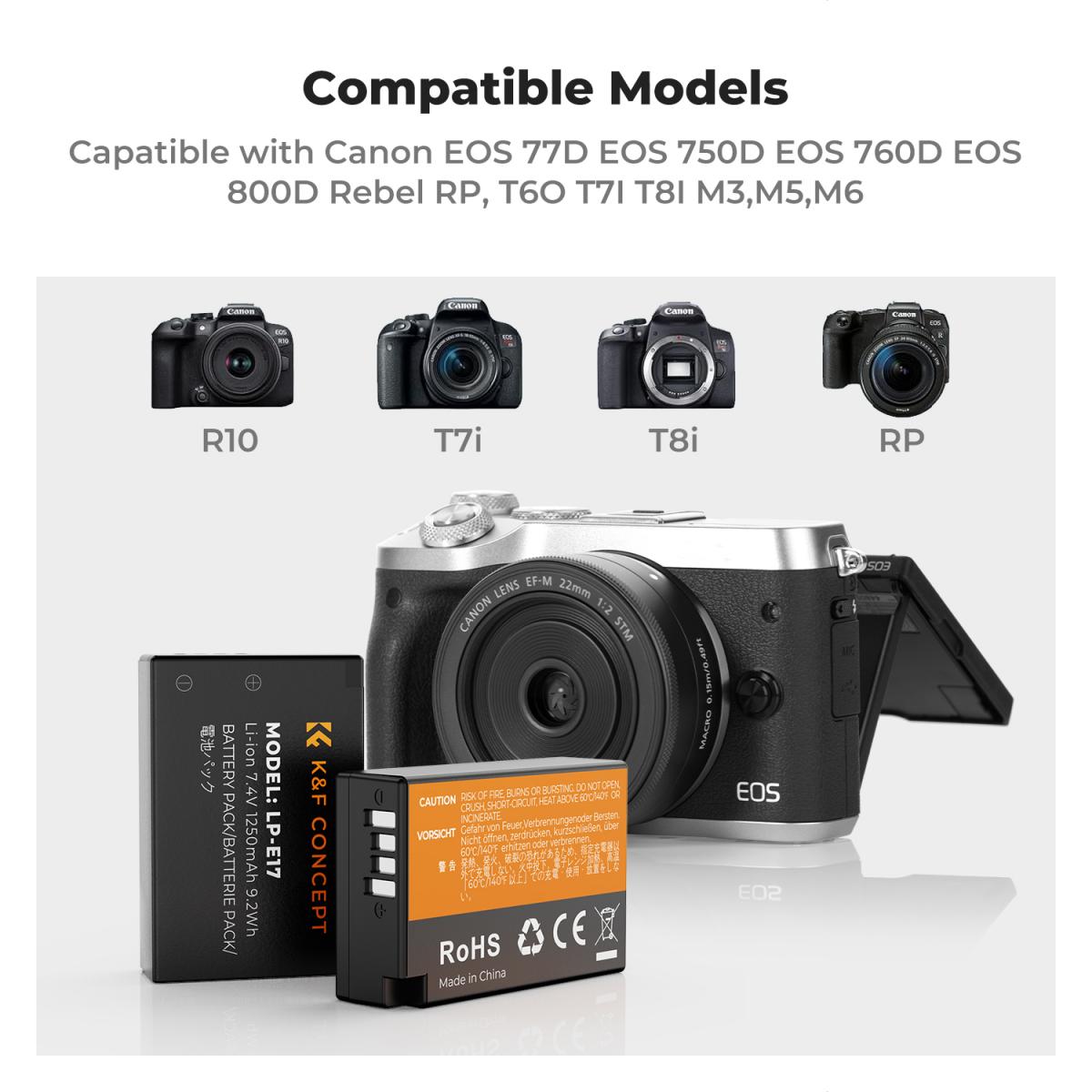 Canon Eos R10 Battery, LP-E17 R50 R8 K&F Concept - KENTFAITH