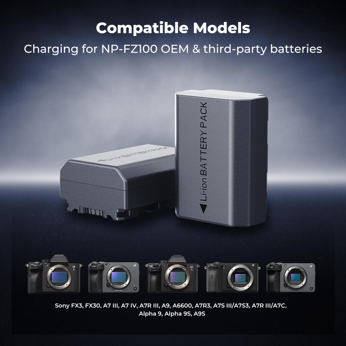 Sony NP-FZ100 18W Modular Fast Charger and Battery Kit, 2600mAh Large ...