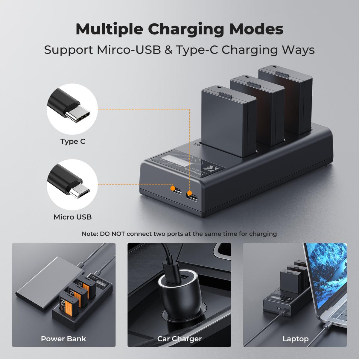 K&F Concept LP-E10 Battery 3-Pack and Upgraded LCD Charger for Canon ...