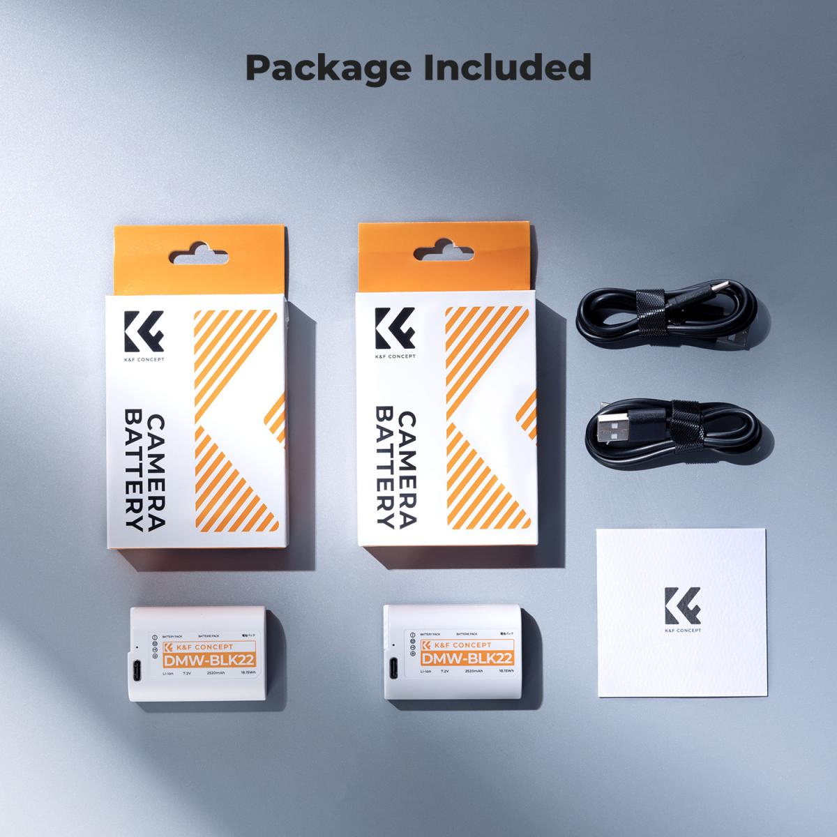2520mAh DMW-BLK22 Battery, 2-Pack USB-C 2.5H Full Charged BLK22 Battery ...
