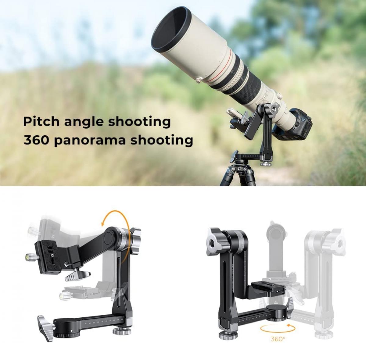 Tripod Gimbal Head CNC Aluminium Alloy Heavy Duty 360° Panoramic Head ...
