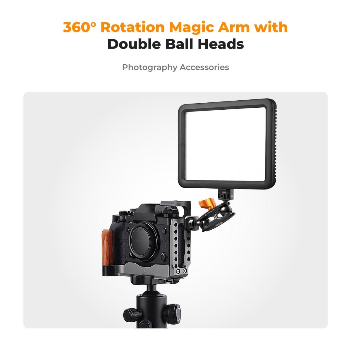 K&F Concept Ms14 Magic Arm with Dual Ball Heads (1/4" Screw) - K&F Concept
