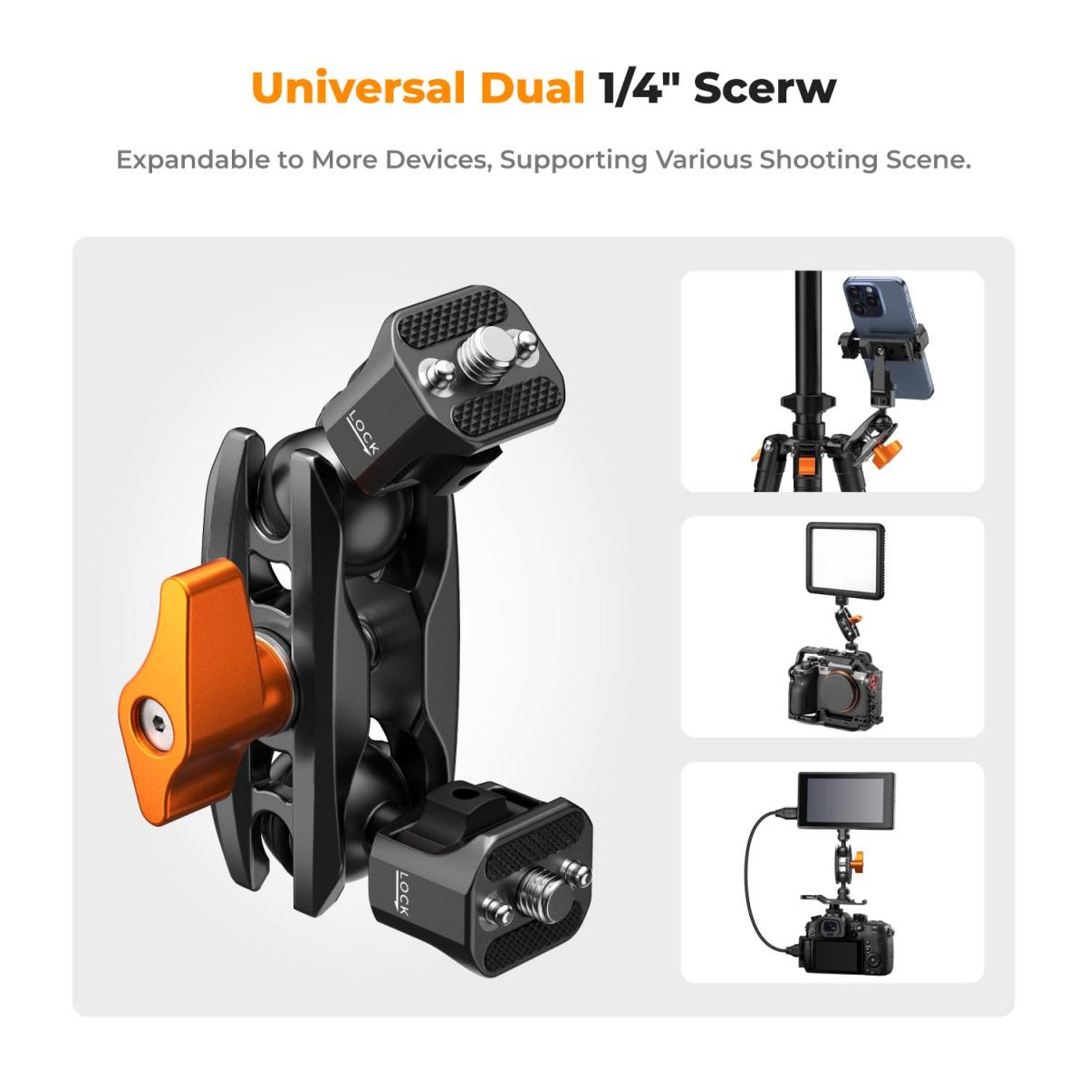 K&F Concept Ms14 Magic Arm with Dual Ball Heads (1/4" Screw) - K&F Concept
