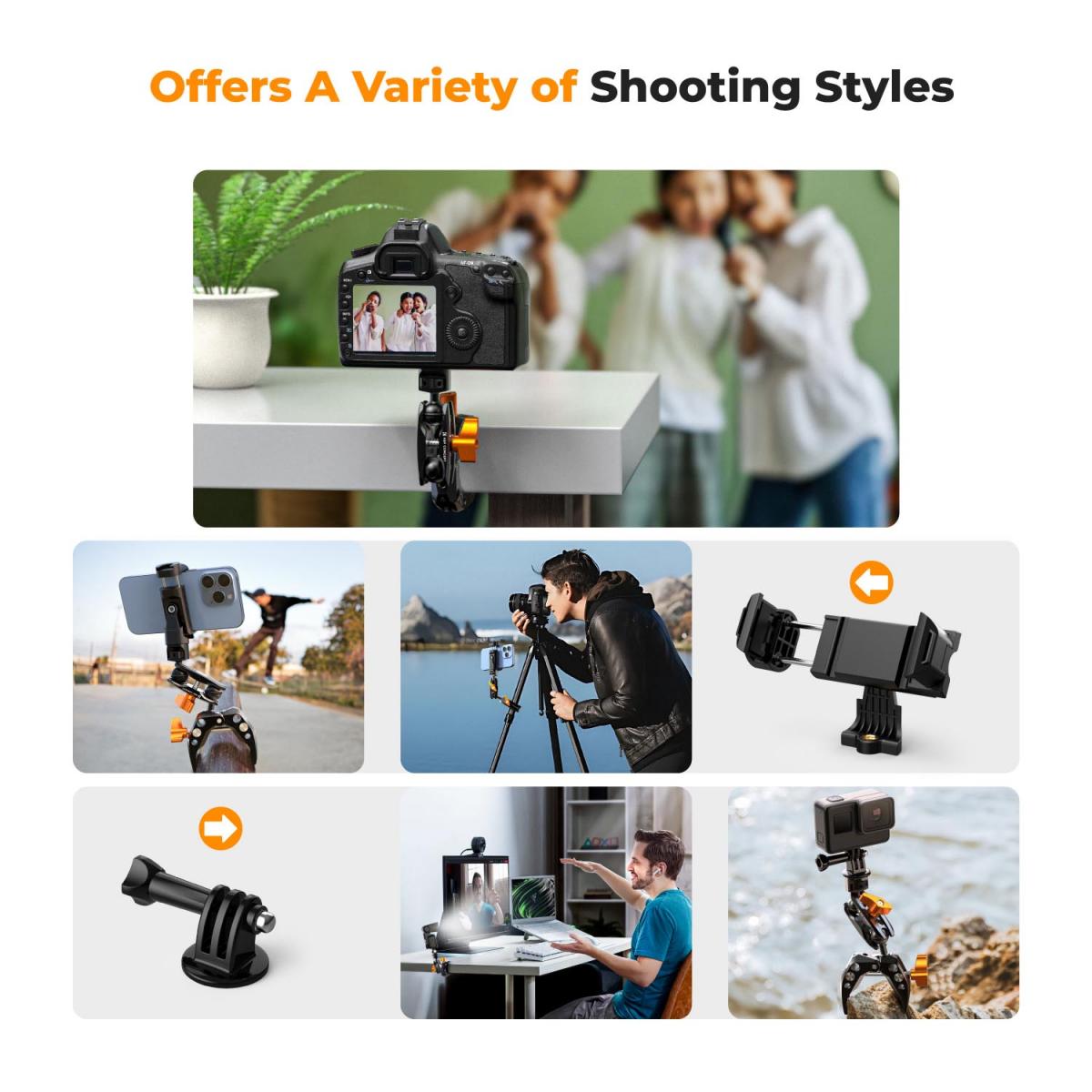 K&F Concept Ms13 Multi-Functional Camera Clamp with Ballhead Magic Arm ...