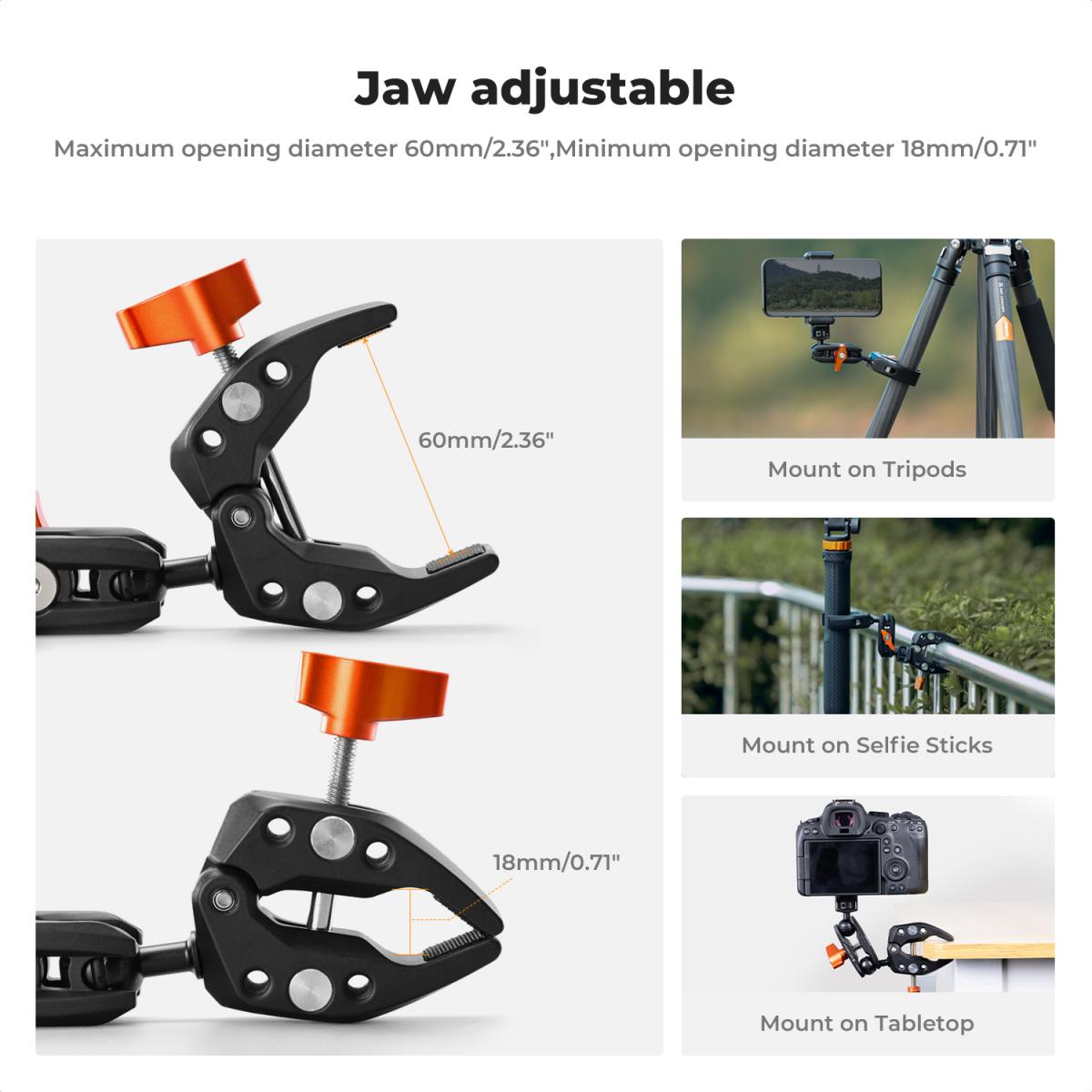 K&F Concept Super Clamp with Dual Ballhead Magic Arm - K&F Concept