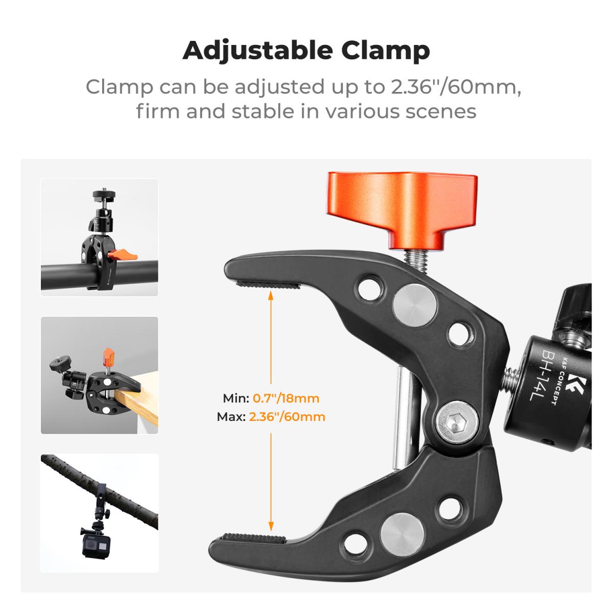 K&F Concept Super Clamp Mount com suporte de cabeça esférica de ...