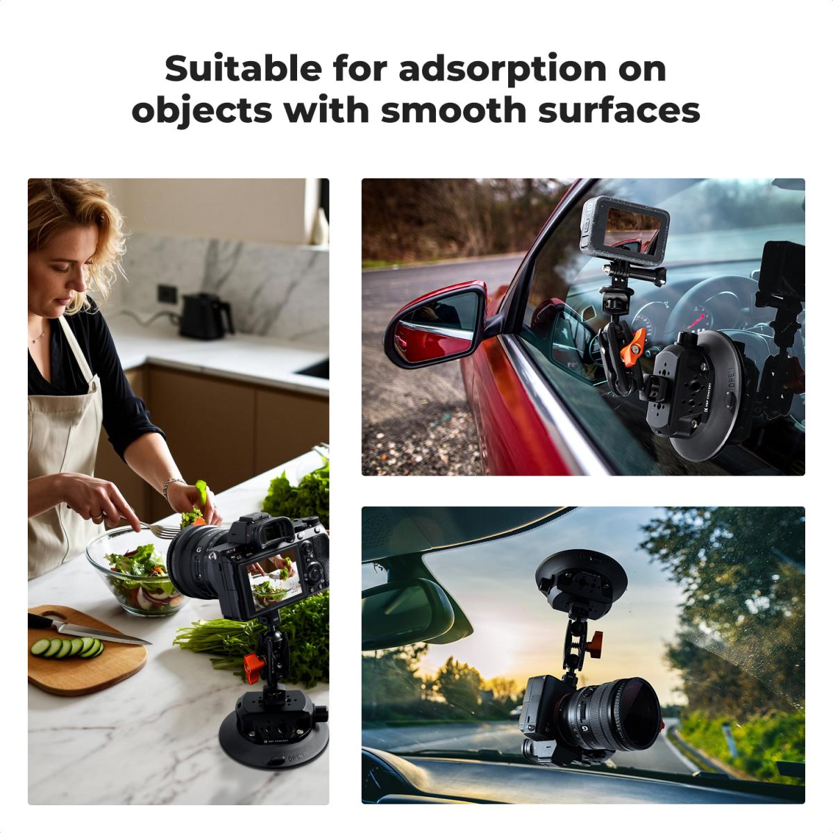 Gopro Camera Suction Cup Mount, 4.5" 3/8" 1/4" - KENTFAITH