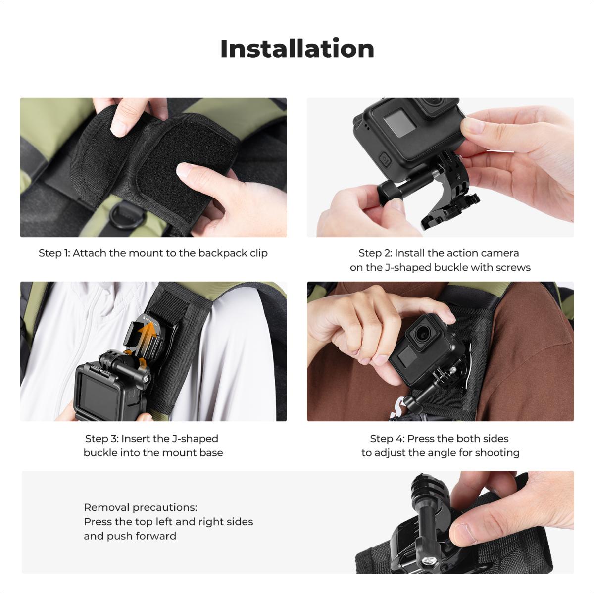 K&F Concept Backpack Belt Shoulder Strap Mount Compatible with GoPro ...