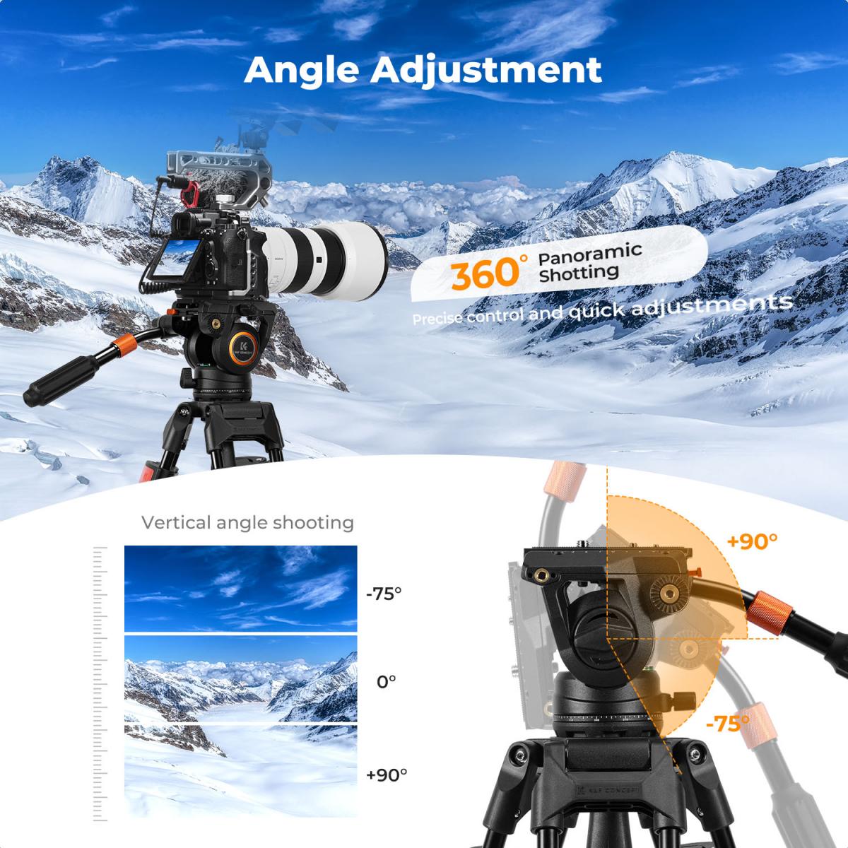 Fluid Head, Lightweight Fluid Video Head Silky-Smooth Stable Tripod ...