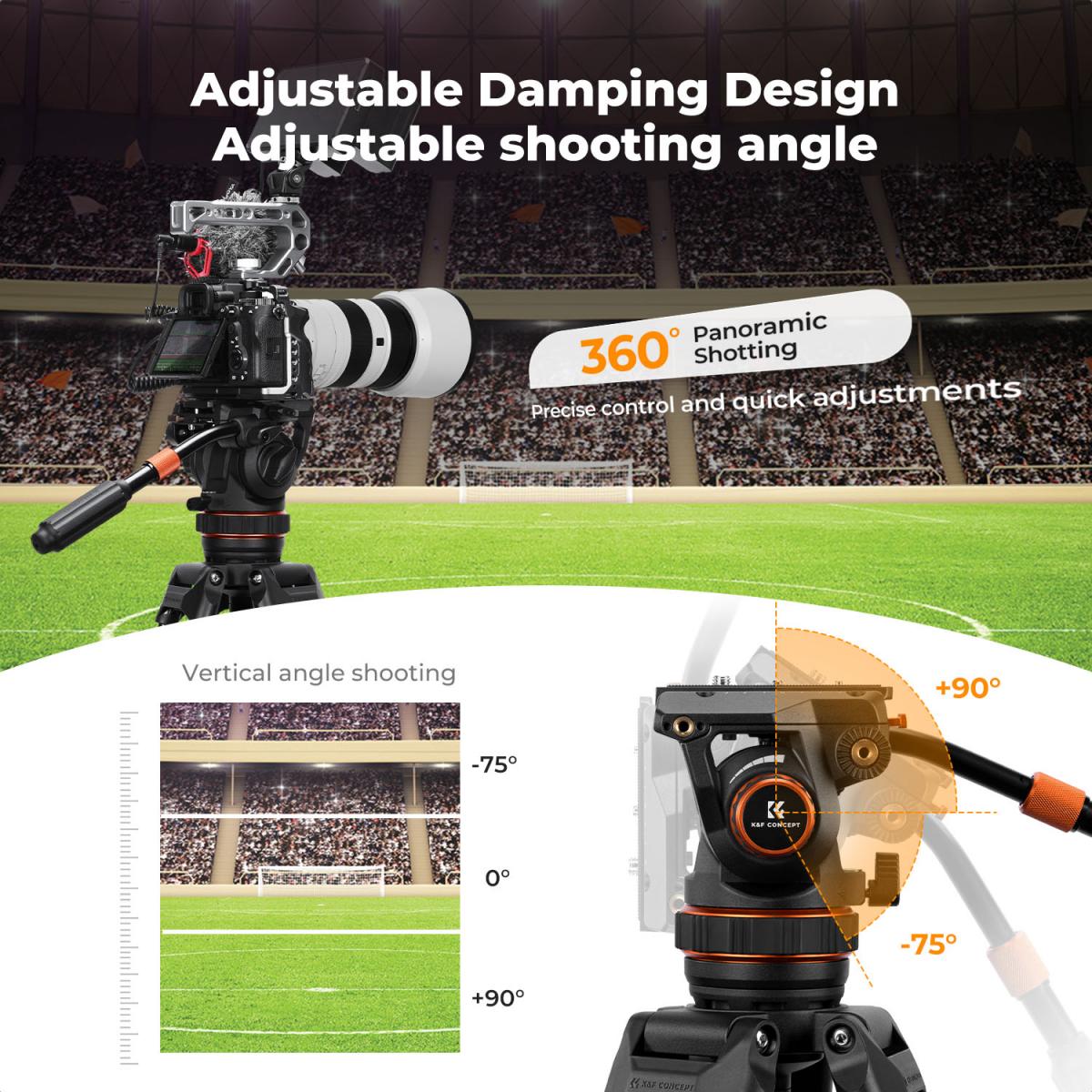 Professional Fluid Head, Silky-Smooth Fluid Head Tripod for Video ...
