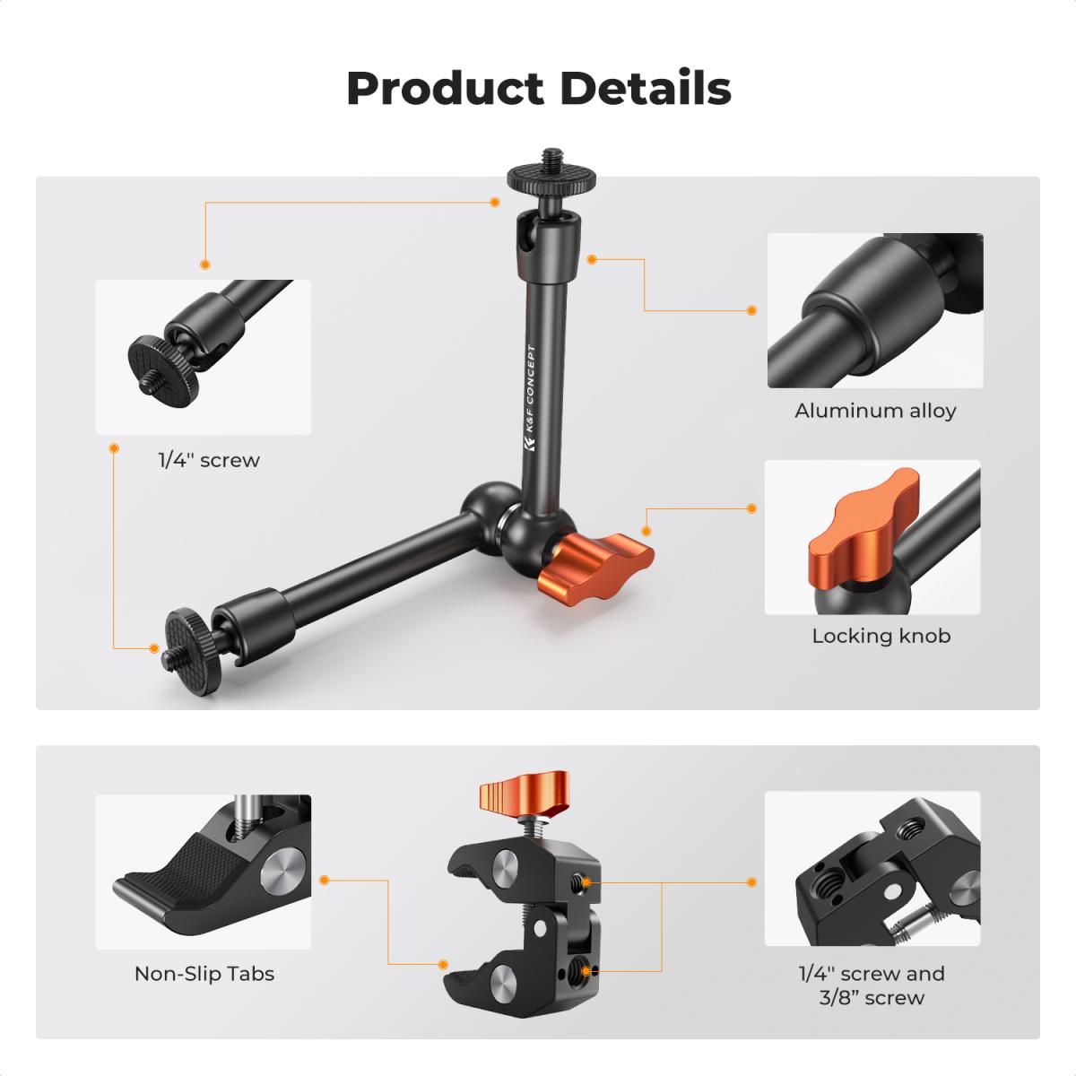 9.8" Magic Arm with Super Clamp - KENTFAITH