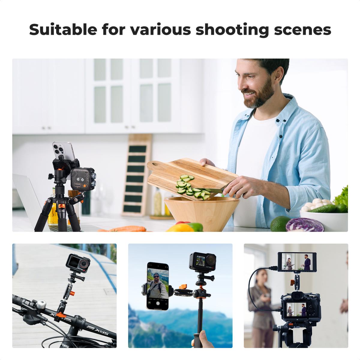 K&F Concept Dual Ball Heads Magic Arm, Articulating Mini Magic Arm with ...