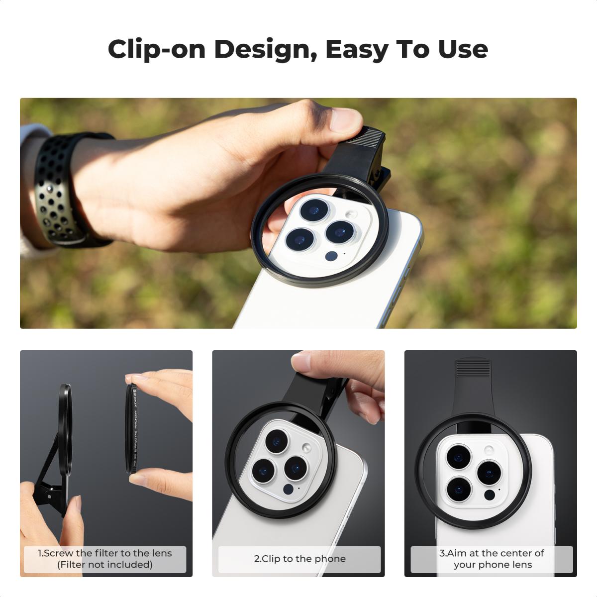 67mm Universal Screw-type Mobile Phone Filter Clamp - KENTFAITH