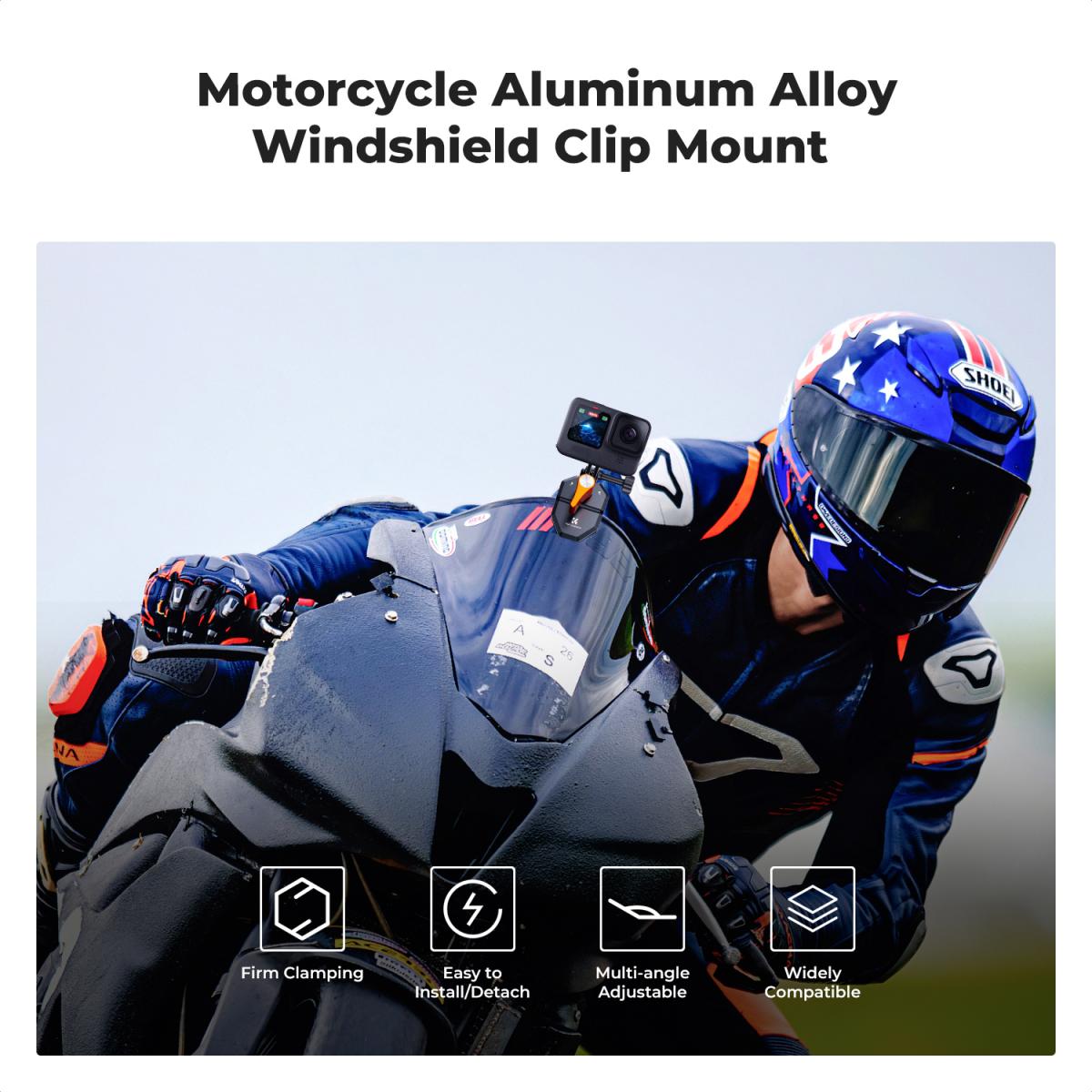 K&F Concept Windshield Mount Clamp for GoPro Hero 13 12 11 10 9 ...